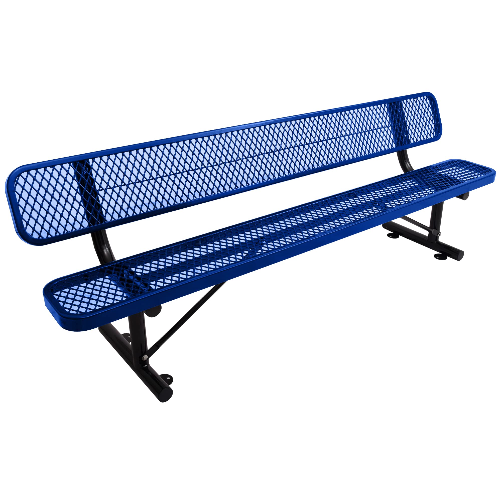 SUNDALY 8 Feet Heavy Duty Metal Park Bench with Back for Outside, Outdoor Bench with Portable Frame