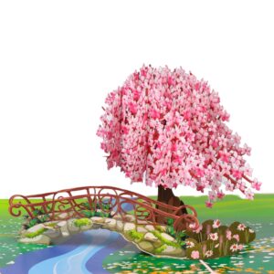 pop up flower birthday cards, cherry blossom tree 3d pop up birthday cards, thank you card 6x 8", anniversary card, mother's day card, valentines card all occasion for women, wife, mom, grandma, her