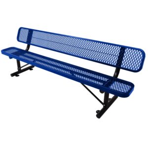 SUNDALY 8 Feet Heavy Duty Metal Park Bench with Back for Outside, Outdoor Bench with Portable Frame