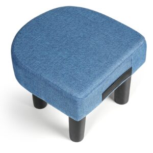 allinside ottoman footstool with handle, d-shaped linen footrest, small shoe seat step stool, soft sponge foot stool for living room, bedroom, couch, entryway (blue)