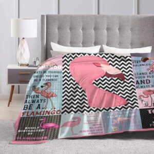 Flamingo Blanket,Funny Flamingo Collage Print Gifts for Flamingos Lovers, Soft Plush Flannel Throw Bed Sofa Bedroom Decoration60 in x 50 in Medium Boys Girls