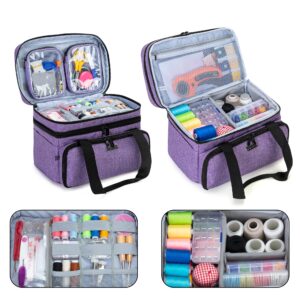 BAFASO Double Layer Sewing Accessories Organizer with 2 Detachable Pouches Bundle Multifunctional Tote Bag