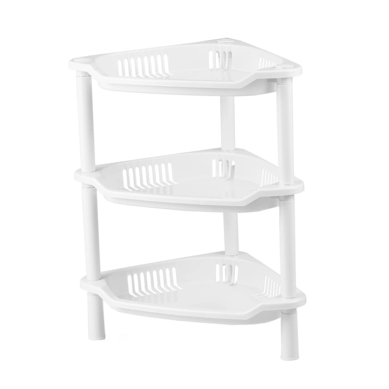 Cabilock Shelf Storage Rack 3 Square Shelves Plastic Shelving Corner Shelf Organizer Bathroom Shelves Desk Stand Rack Storage Rack Storage Shelf White Basket Triangle Basket Shelves