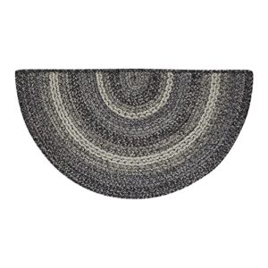 vhc brands sawyer mill black white jute rug half circle w/pad 19.5x36