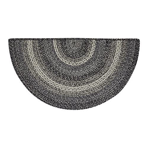 VHC Brands Sawyer Mill Black White Jute Rug Half Circle w/Pad 19.5x36