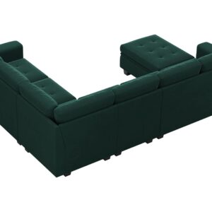 Belffin Velvet Modular Sectional Sofa with Storage Ottoman 6 Seater L Shaped Sectional Modular Sofa Couch with Reversible Chaise Convertible Corner Sectional Couch Green,