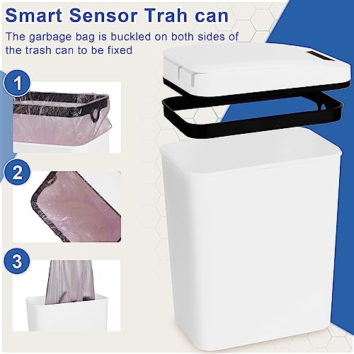 xfyoeg Bathroom Smart Touchless Trash Can 2.5 Gallon Automatic Motion Sensor Rubbish Can with Lid Electric Waterproof Narrow Small Garbage Bin for Kitchen, Office, Living Room, Toilet, Bedroom,