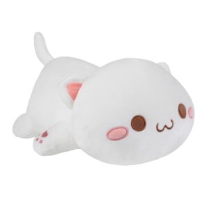 alwoligag weighted stuffed animals plush, 3lbs weighted stuffed cat plush 19.6", soft kawaii cat plush pillow kitten kids gifts（white round eyes）