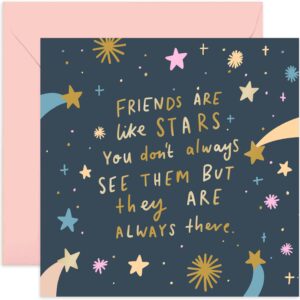 old english co. friends are like stars greeting card - happy birthday card for best friend - thank you for support friendship card - thinking of you card for her him | blank inside with envelope