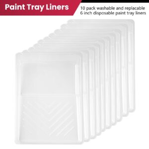 Mister Rui Paint Tray, 12 Pack, 6 Inch Paint Tray with Liners, Paint Roller Tray Kit with 4 Inch Roller Frame, Plastic Paint Tray, Disposable Paint Tray Liners for Home Improvement