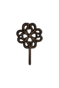 fantashome wall mounted cast iron home décor single hook (stylized flower)