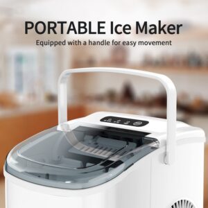 LHRIVER Countertop Ice Maker, 26LBS/24H Portable Compact Ice Maker Machine with Self-Cleaning Function, 9 Ice Cubes Ready in 6 Mins, Ice Maker with Ice Scoop & Basket for Home Kitchen Office,White