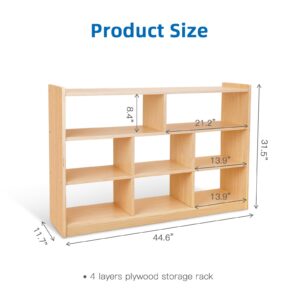 OOOK Montessori Shelf Toy Organizers and Storage, 31.5" H, 8-Compartment Wood Storage Cabinet, Montessori Bookshelf for Kids Room, Playroom, Nursery, Classroom, Kindergarten