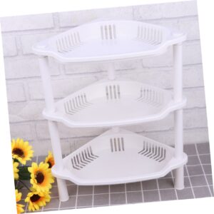 Cabilock Shelf Storage Rack 3 Square Shelves Plastic Shelving Corner Shelf Organizer Bathroom Shelves Desk Stand Rack Storage Rack Storage Shelf White Basket Triangle Basket Shelves