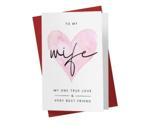 karto - sweet birthday card for wife, large 5.5 x 8.5 greeting card, birthday card for wife from husband, happy birthday wife card - one true love wife