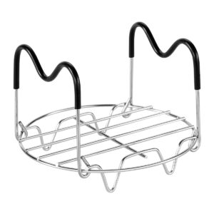 steamer rack trivet with handles for instant pot pressure cooker accessories (handle with silicone, for 3qt)