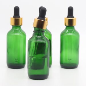 Toaazhy 4 pack,green glass dropper bottles 2 oz,60 ml dark empty tincture bottles with dropper,alcohol,hair oil bottle,eye,small,droppers for oils,medicine,pipette,drip drop,travel,perfume,essentia