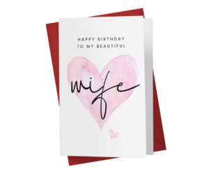 karto - sweet birthday card for wife, large 5.5 x 8.5 greeting card, birthday card for wife from husband, happy birthday wife card - beautiful wife