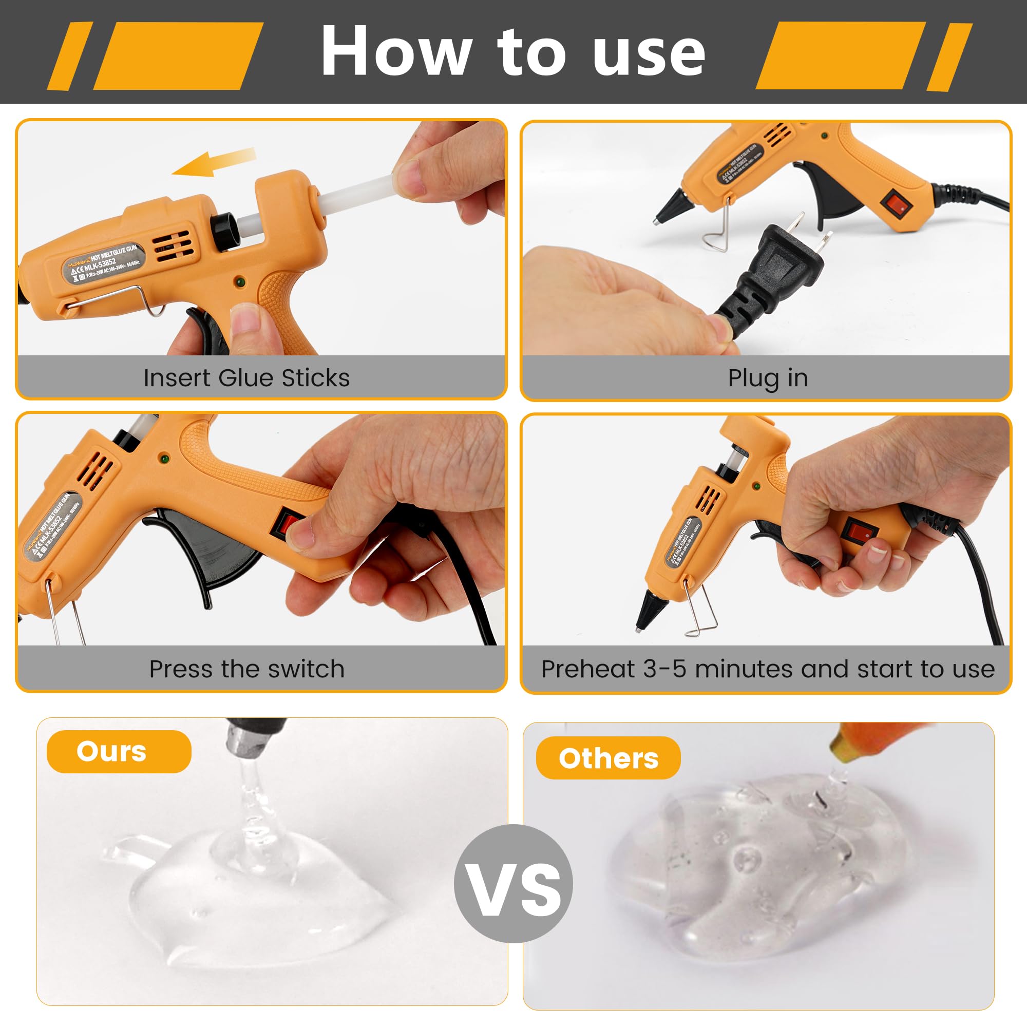 Mulwark Mini Hot Glue Gun and Sticks Set - High-Temp Glue Gun with 30 Glue Sticks - Perfect for DIY Crafts, Repairs, Home, Office & School Projects - 20W Premium Mini Hot Glue Gun