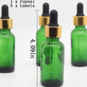 Toaazhy 4 pack,green glass dropper bottles 1 oz,30ml dark empty tincture bottles with dropper,alcohol,hair oil bottle,eye,small,droppers for oils,medicine,pipette,drip drop,travel,perfume,essentia