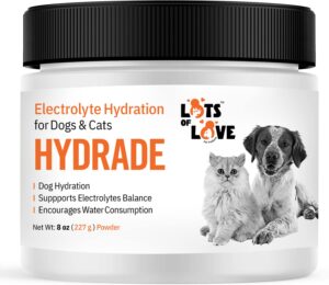 hydrade powder - electrolytes for dog & cat dehydration - hydration for dogs & cats - lots of love pet products (8 oz)