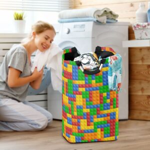 Laundry Hamper Basket Building Blocks Collapsible Nursery Storage Bin Waterproof Clothing Baskets for Home Bedroom Bathroom Washing Room