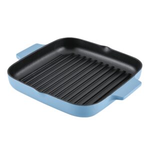 kitchenaid enameled cast iron square grill and roasting pan, 11 inch, blue velvet