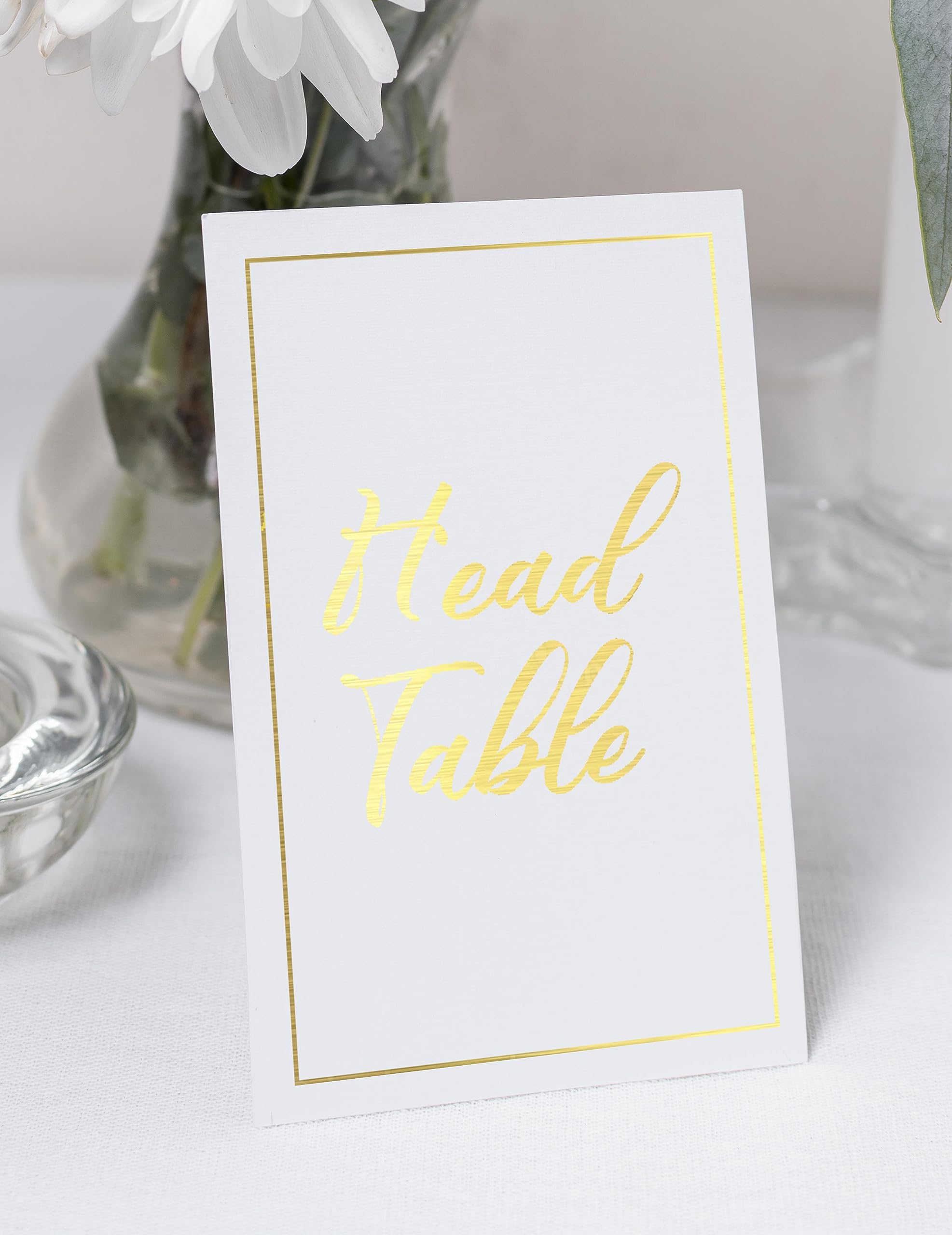 White Paper Gold Wedding Table Numbers, 1-30 And Head Table Card Included, Centerpiece Decorations,Double Sided 4x6 With Gold Stamping,For Table Number Holders