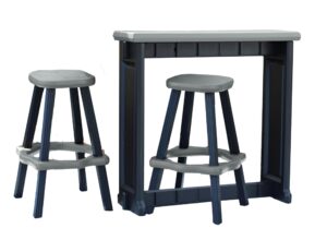 leisure accents single bar set includes 2 barstools deep grey top & black base ideal for patio hot tub area backyard durable weatherresistant design easy nohardware assembly proudly made in usa