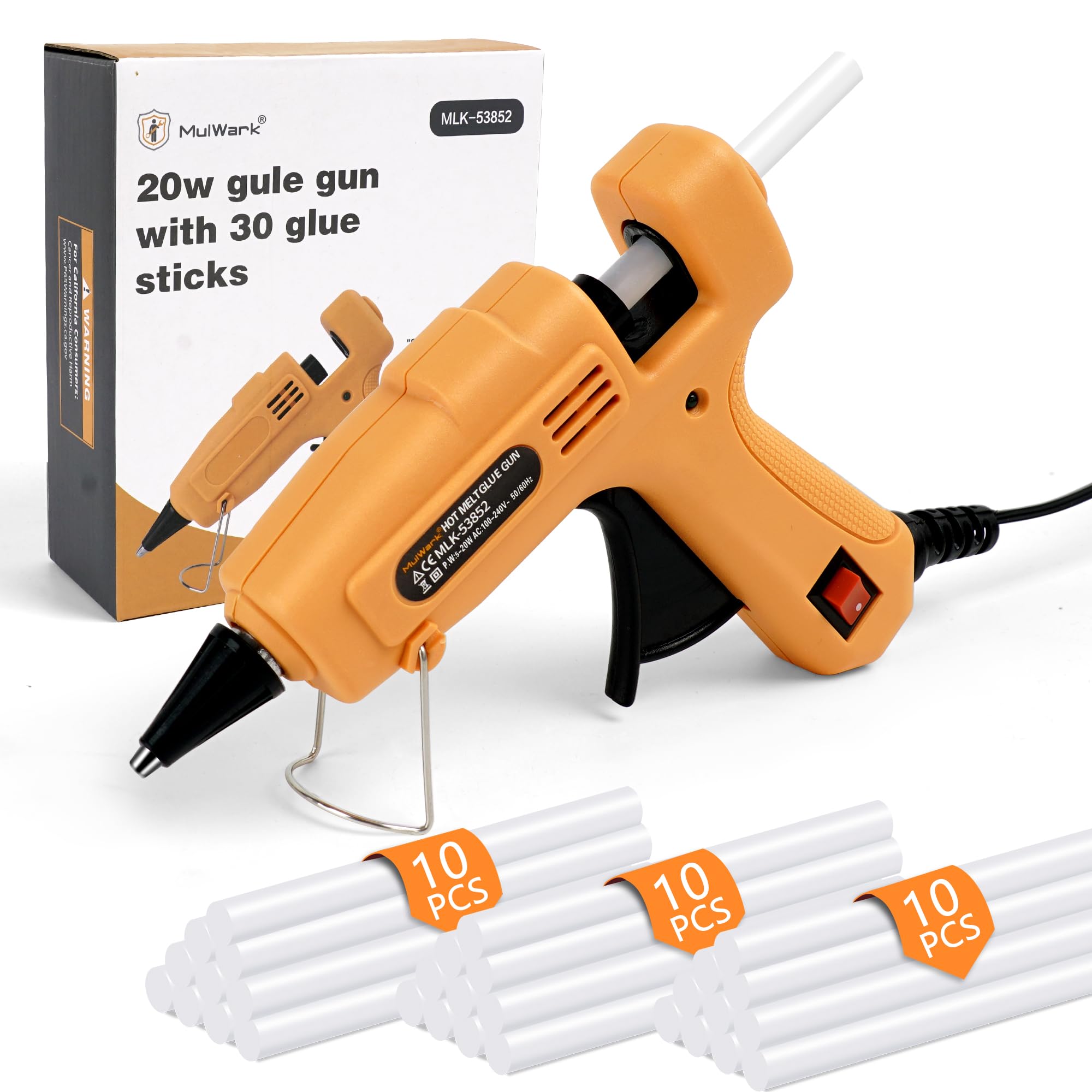 Mulwark Mini Hot Glue Gun and Sticks Set - High-Temp Glue Gun with 30 Glue Sticks - Perfect for DIY Crafts, Repairs, Home, Office & School Projects - 20W Premium Mini Hot Glue Gun