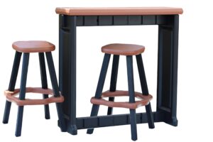 leisure accents single bar set includes 2 barstools redwood top & black base ideal for patio hot tub area backyard durable weatherresistant design easy nohardware assembly proudly made in usa