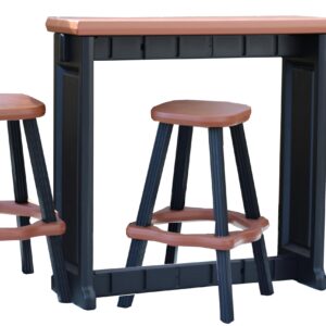 Leisure Accents Single Bar Set Includes 2 Barstools Redwood Top & Black Base Ideal for Patio Hot Tub Area Backyard Durable WeatherResistant Design Easy Nohardware Assembly Proudly Made in USA