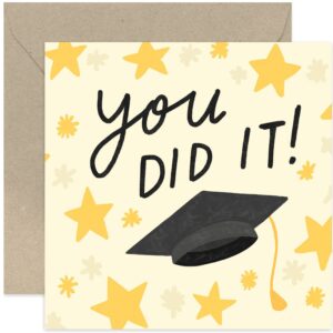 old english co. you did it graduation card for him or her - well done graduation card for son daughter - graduation day gift card for family | blank inside with envelope