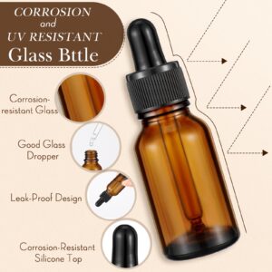 Tanlade 200 Pack 15ml Dark Dropper Bottles 1/2 oz Glass Dropper Bottles Brown Tincture Bottles with Eye Droppers for Essential Oils Liquids Perfumes Lab Chemicals and Travel (Amber)