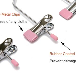 Solid Metal Skirt Hangers 4 Tier Pants Shorts Hangers Space Saving Hangers with Adjustable Clips Non Slip Grip for Slacks, Trousers, Shorts, Jeans, Towels, Pink, (2 Pieces) HL04P