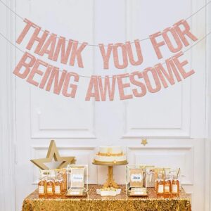 Thank You for Being Awesome Banner, 2024 Graduation Decorations, We Appreciate You, Friendship/Thank You Teacher/Birthday Retirement Farewell Going Away Party Supplies Rose Gold Glitter