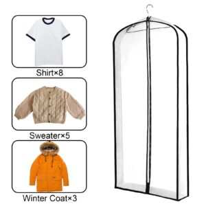 Pumtus 6 Pack Garment Bags, 50'' & 40'' Clear Hanging Clothes Covers, 4" Gussetes Plastic Large Suit Bag for Closet Storage, Transparent Dust Cover Protector Bag for Dress, Jacket, Coat, Sweater