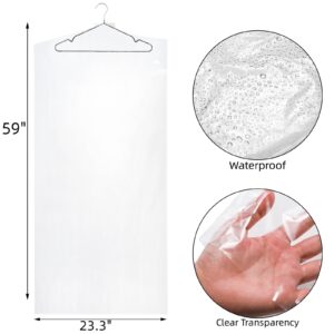 AVLA 50 Pack Plastic Garment Bags, Clear Dry Cleaner Bags, Dry Cleaning Hanging Clothes Cover, Transparent Coat Suit Dust Cover Protector Bag for Closet Storage, Home, Laundry, Laundrette, 23 x 59 In