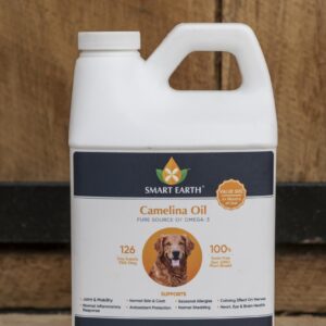 Smart Earth Camelina Oil for Dogs - Omega 3, 6, 9 Supplement for Healthy Skin, Shiny Coat & Flexible Joints - Dog Joint Supplement - Natural Canine Wellness - Omega 3 for Dogs (Pump Included - 64oz)