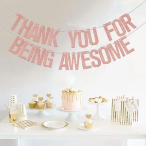 Thank You for Being Awesome Banner, 2024 Graduation Decorations, We Appreciate You, Friendship/Thank You Teacher/Birthday Retirement Farewell Going Away Party Supplies Rose Gold Glitter