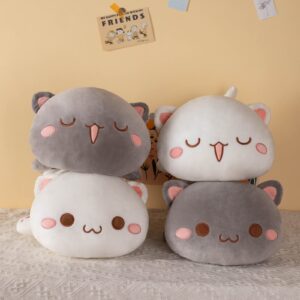 Alwoligag Weighted Stuffed Animals Plush, 3lbs Weighted Stuffed Cat Plush 19.6", Soft Kawaii Cat Plush Pillow Kitten Kids Gifts（White Round Eyes）