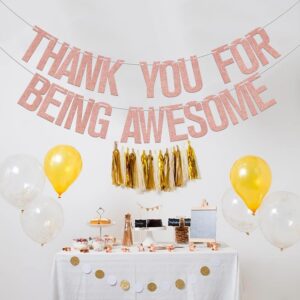 Thank You for Being Awesome Banner, 2024 Graduation Decorations, We Appreciate You, Friendship/Thank You Teacher/Birthday Retirement Farewell Going Away Party Supplies Rose Gold Glitter