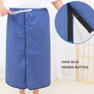 Adult Wearable Incontinence Mattress, Urine Skirt Cotton Cloth Wearable Incontinence Bed Pads Elderly Care Wearable Diaper Pad for Adults Elderly Children Dark Blue Button Type (L)