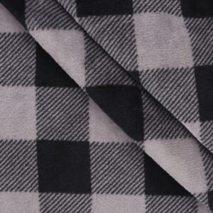 Mook Fabrics Fleece Flannel Buffalo Plaid, Grey Cut by The Yard