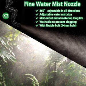 [2-Pack] Reptile Mister Nozzles，Reptile Misting Nozzles 1/4'', Reptile Fogger Fine Mist Nozzles for Reptile Terrarium, Paludarium, Vivarium, Plants, Amphibians, Tank