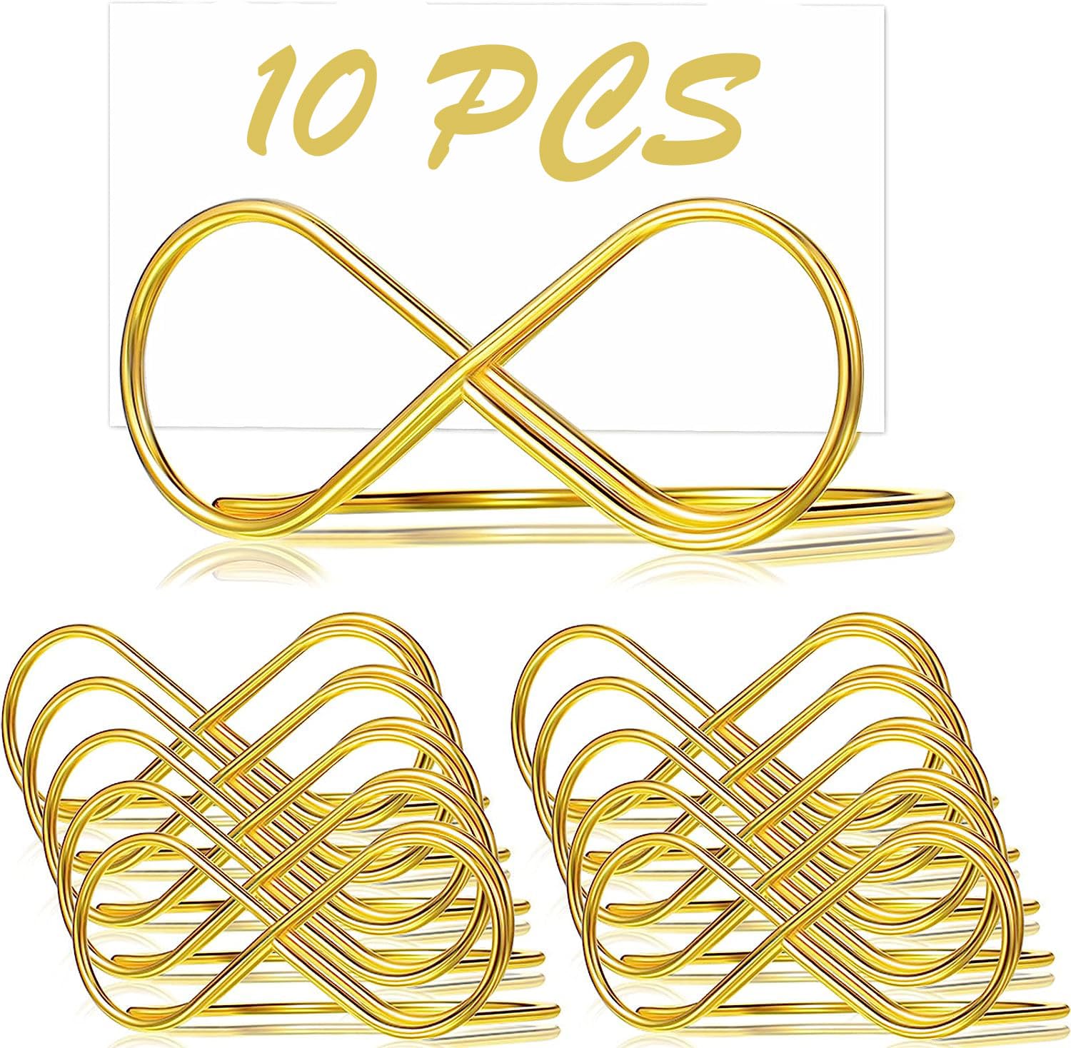 10 Pack Wedding Table Number Holders, Place Card Holder for Wedding Tabletop Banquet Menu Holders Clip Table Reserved Seat Number Recipe Holder Restaurants Birthday Weddings Party (Gold)