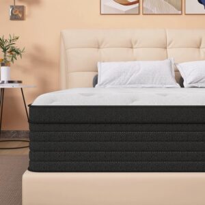 aicehome twin mattress, 14 inch individual pocket springs with gel memory foam, medium firm mattresses in a box, hybrid twin size mattress with pressure relief