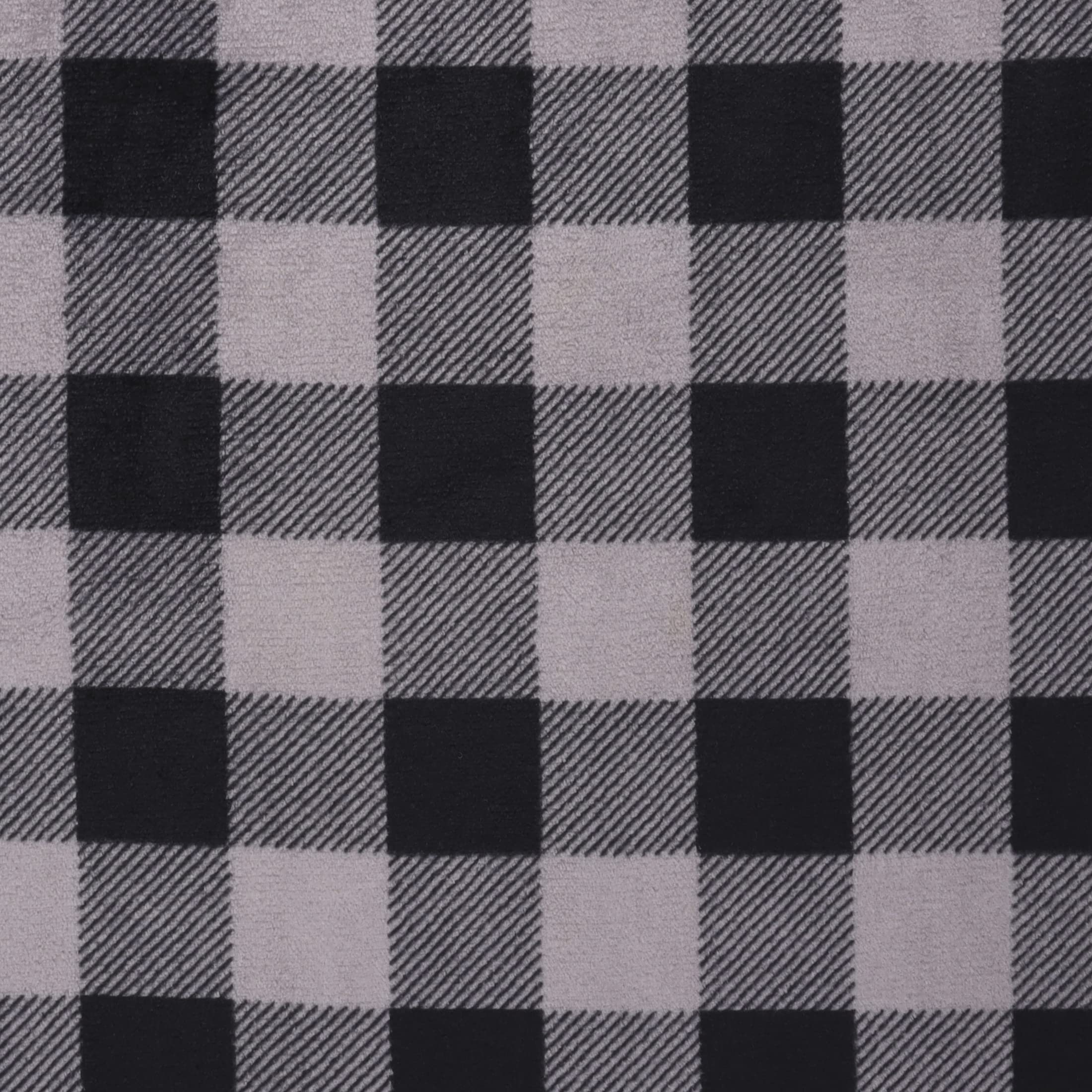 Mook Fabrics Fleece Flannel Buffalo Plaid, Grey Cut by The Yard