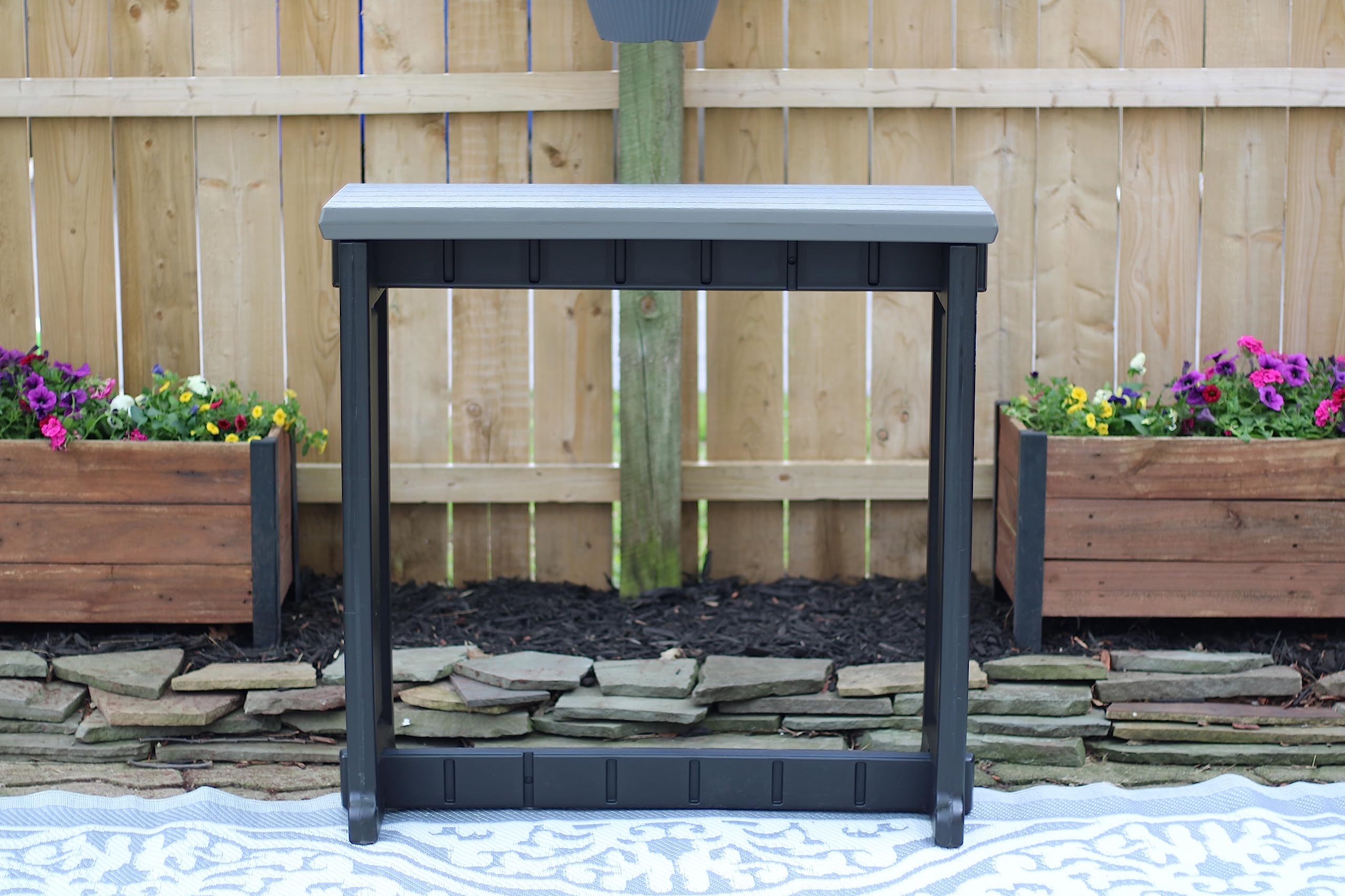 Leisure Accents Single Bar Deep Grey Top & Black Base Ideal for Patio Hot Tub Area Backyard Durable WeatherResistant Design Easy Nohardware Assembly Proudly Made in USA