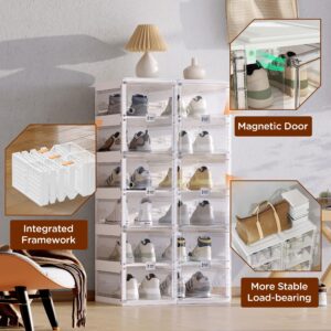 ANTBOX Foldable Shoe Rack,Shoe Organizers for Closet Plastic Shoe Storage Box Space Saving for Entryway, Large Sturdy Stackable Sneaker Cabinet Bins with Magnetic Clear Door 10 Tiers 20 Pairs